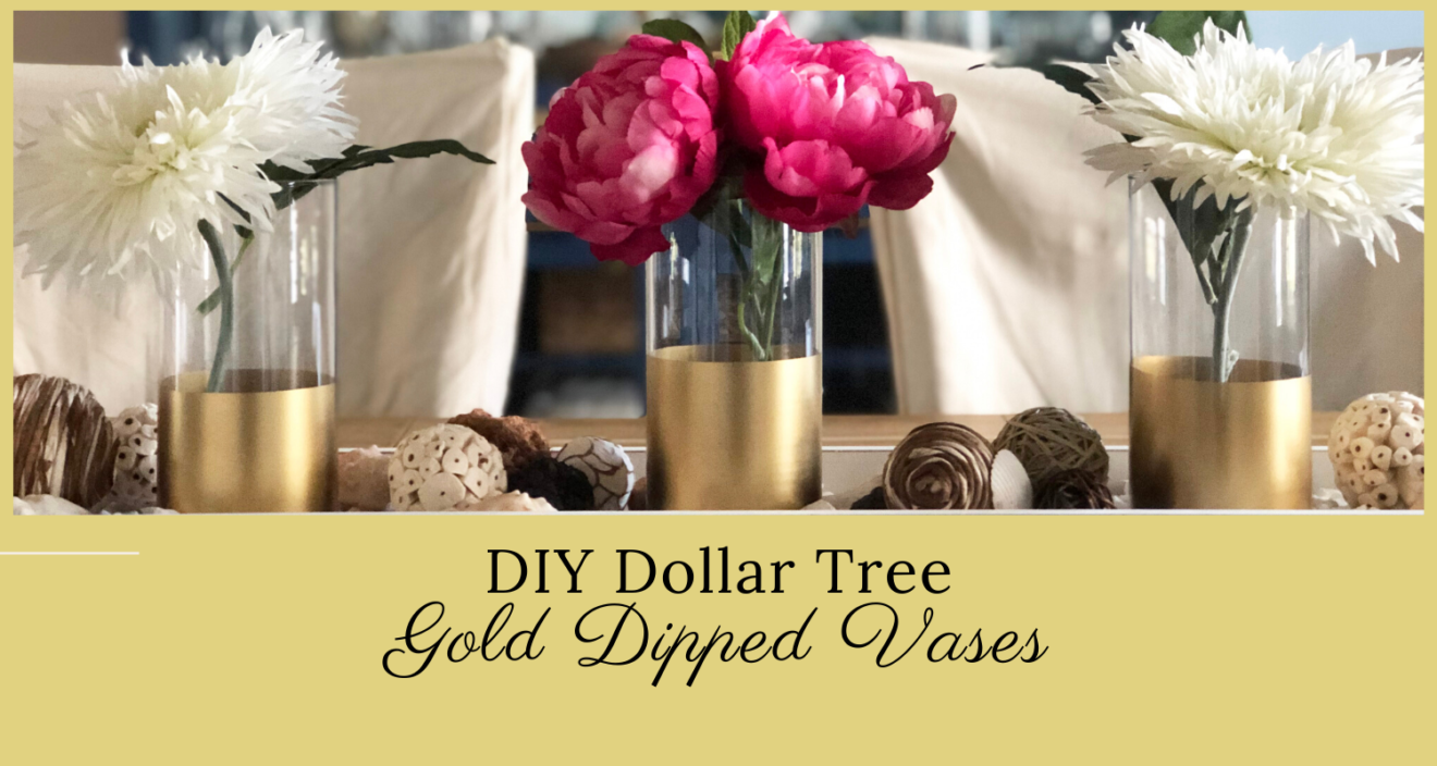 Easy Dollar Tree DIY Gold Dipped Vases - the House house