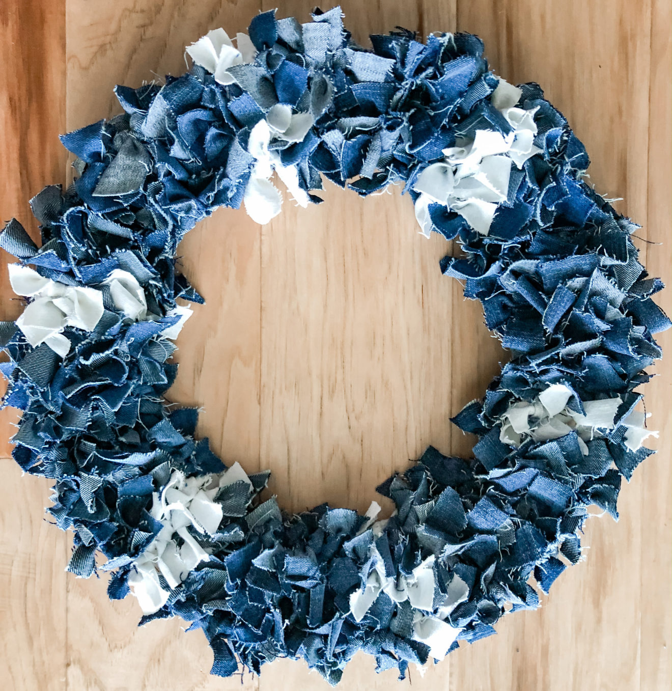 DIY Denim Rag Wreath - the House house