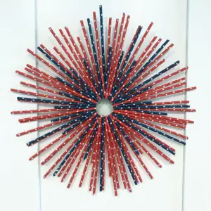 Red, White & Blue Paper Straw Wreath - the House house